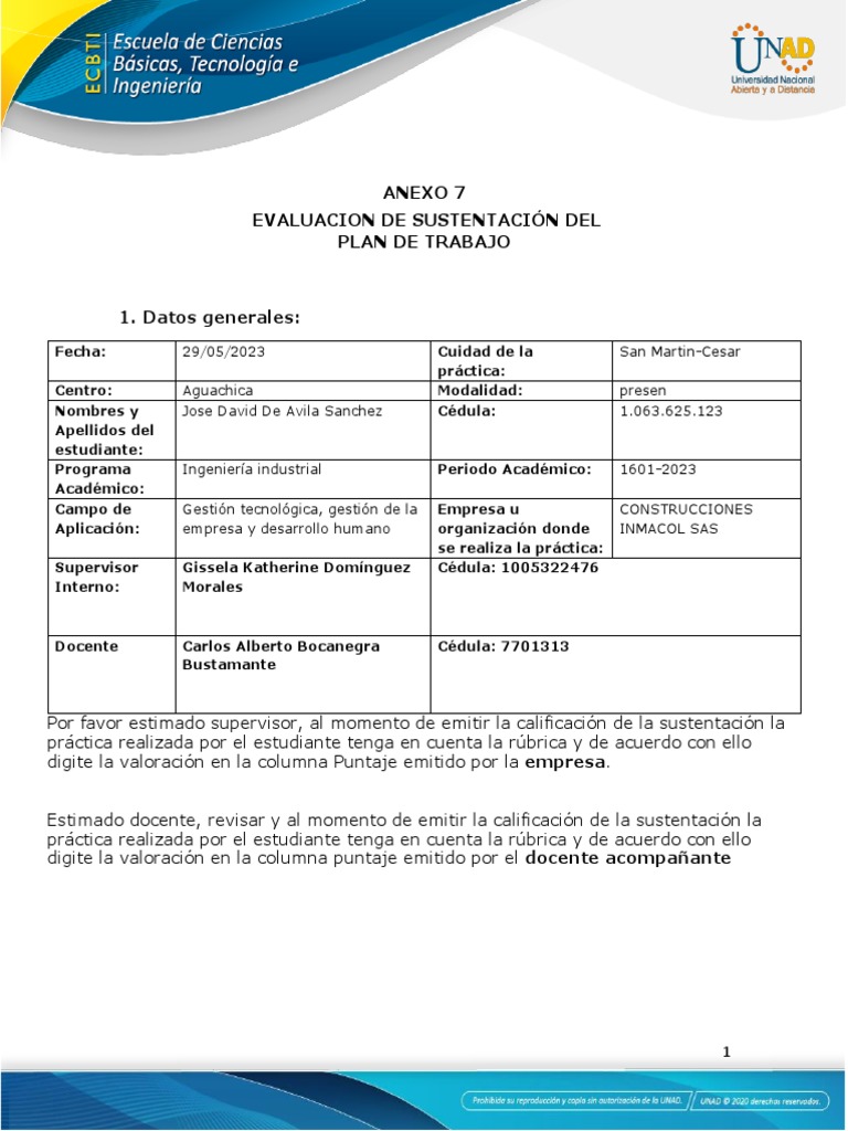 ANEXO 7 EVALUACION SUSTENTACION Final | PDF | Evaluación | Business