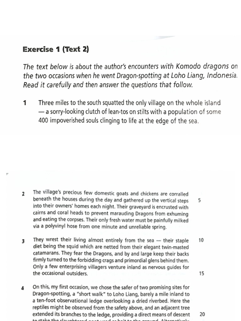 Exercise 1 Text 1 Island of Dragon | PDF