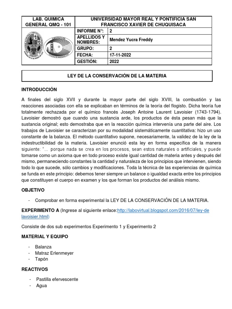Laboratorio de QMC 2 | Descargar gratis PDF | Química | Experimentar