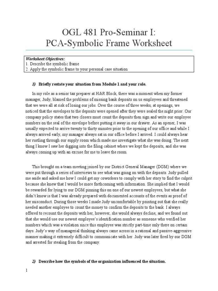 5 symbolic frame worksheet | PDF | Leadership | Psychology