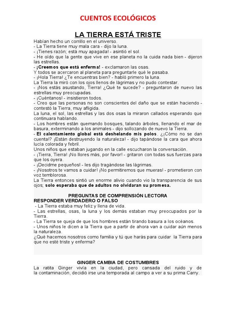 3 Cuentos Ecológicos | PDF | Tierra | Ciencias de la Tierra