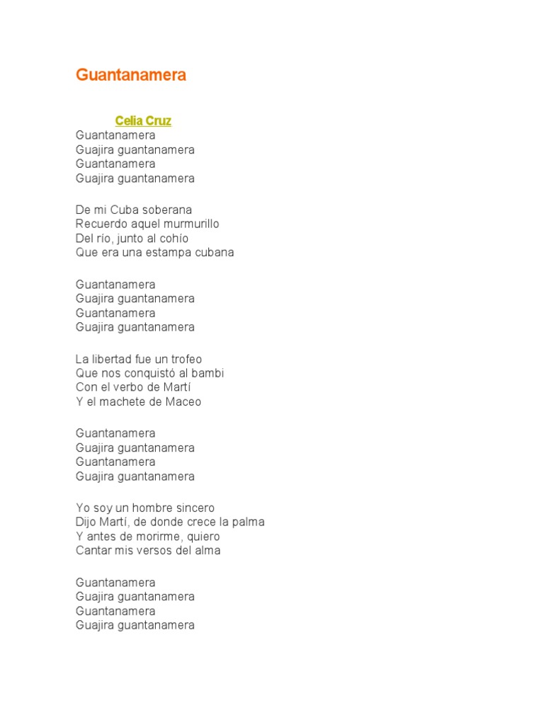 Letra Guantanamera | PDF