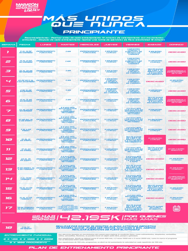 PLAN MARATON Principiante 42K Compressed | PDF | Corriendo | Deportes