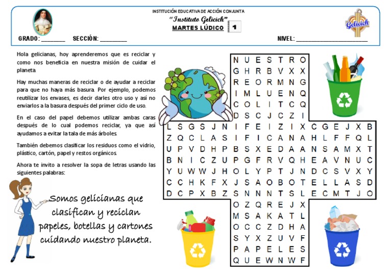 Sopa de Letras: Reciclaje y Medio Ambiente | PDF | Ciencias sociales | Arte