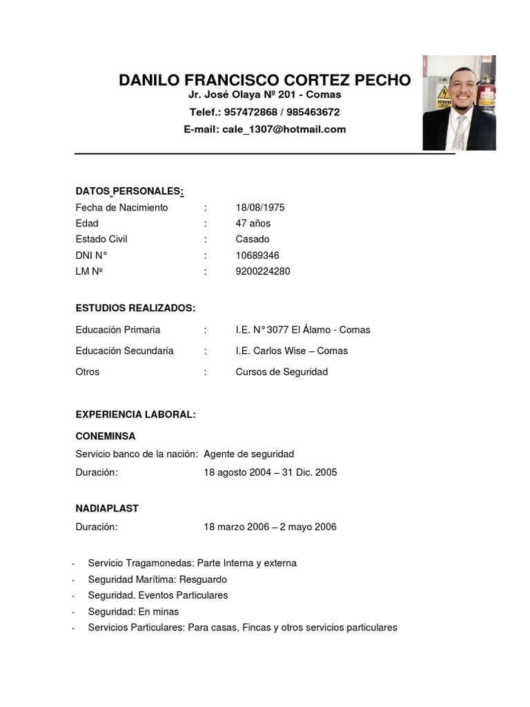 CV - Danilo Francisco Cortez Pecho | PDF