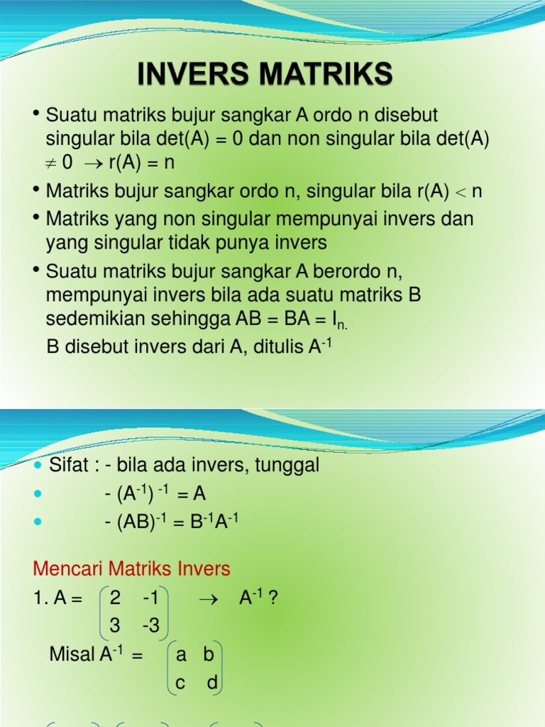 Minggu 5. INVERS MATRIKS | PDF
