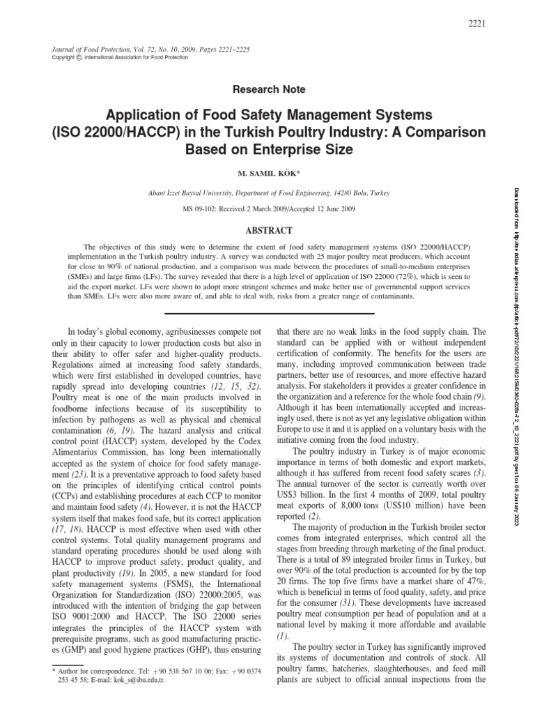 Application of Food Safety Management Systems ISO | PDF | Hazard Analysis And Critical Control ...