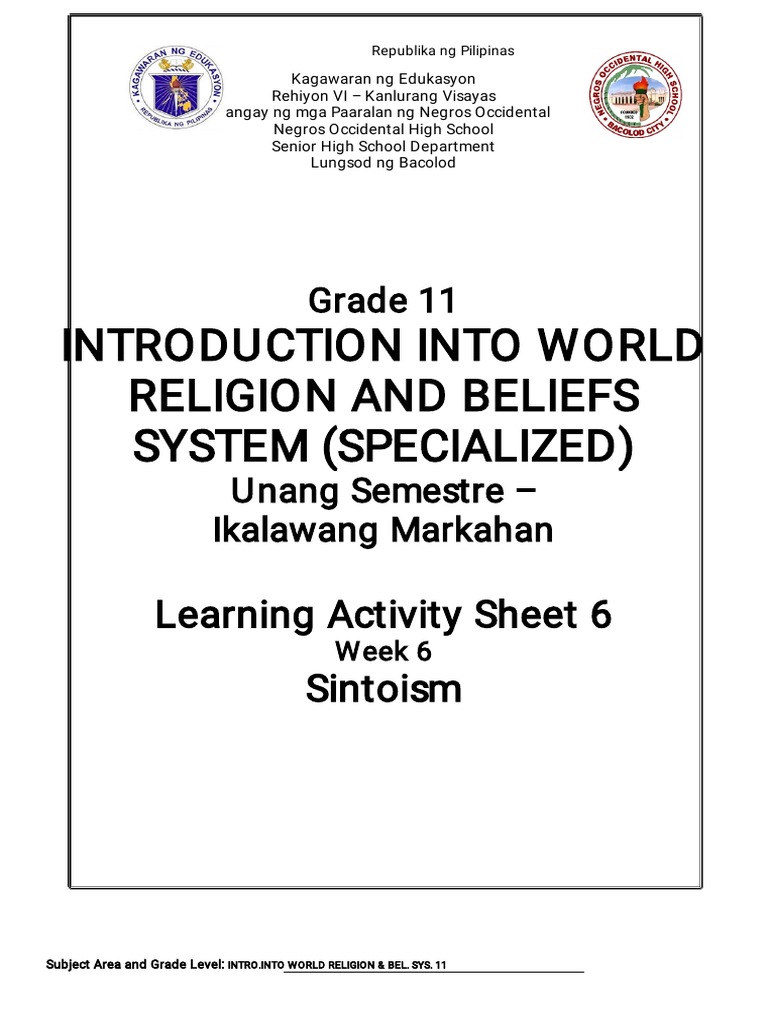 Shintoism Learning Activity Sheet | PDF