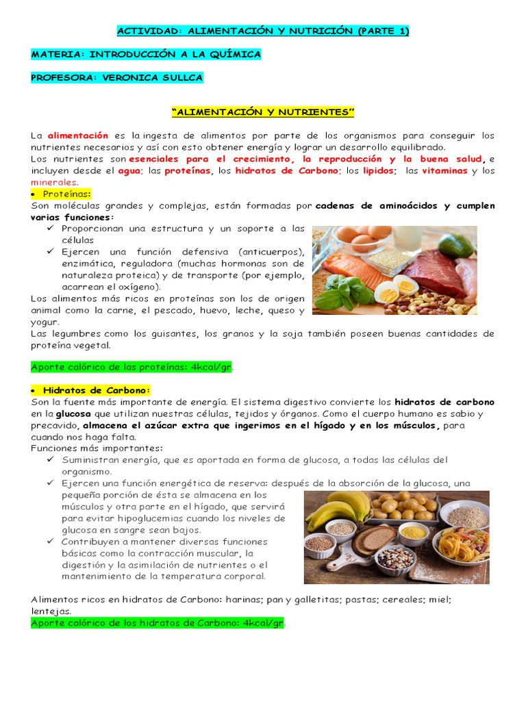 Nutrientes Esenciales en Alimentación | PDF | Alimentos | Nutrientes