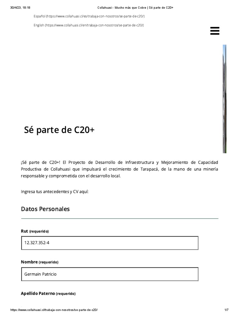Collahuasi - Mucho Más Que Cobre - Sé Parte de C20+ | PDF