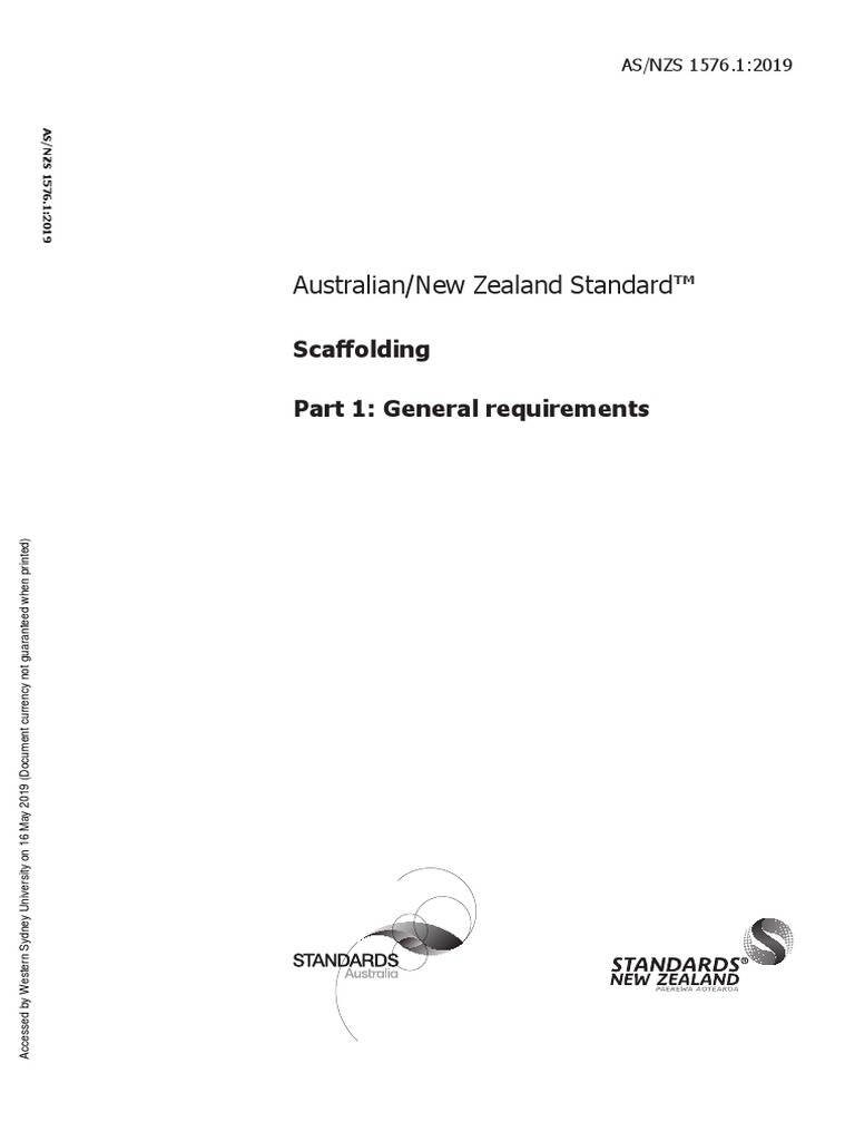 AS - 1576.1.2019 - Scaffolding, Part 1 - General Requirements | PDF ...