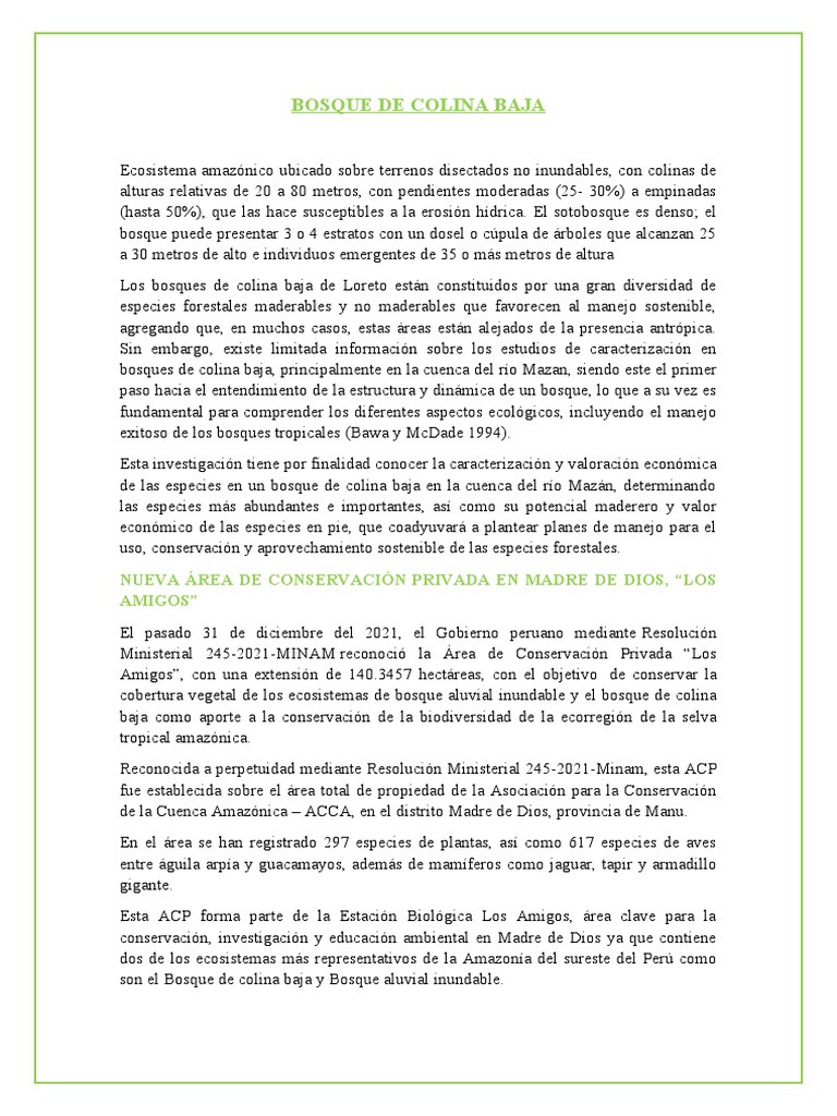 Bosque de Colina Baja | PDF