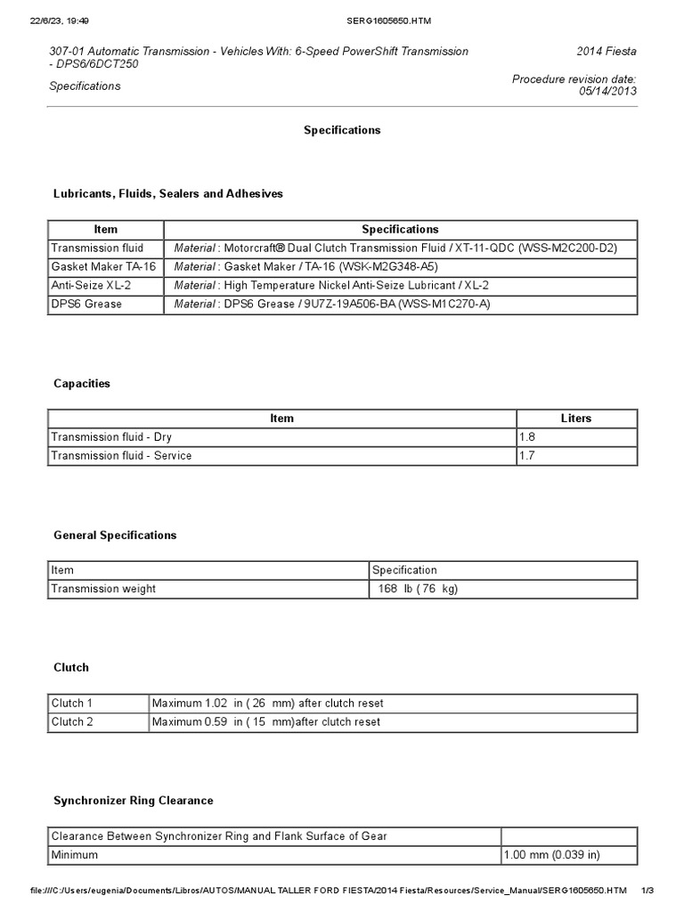 Vehicles 6 Speed PowerShift Transmission DPS6 | PDF | Manual Transmission | Land Vehicles