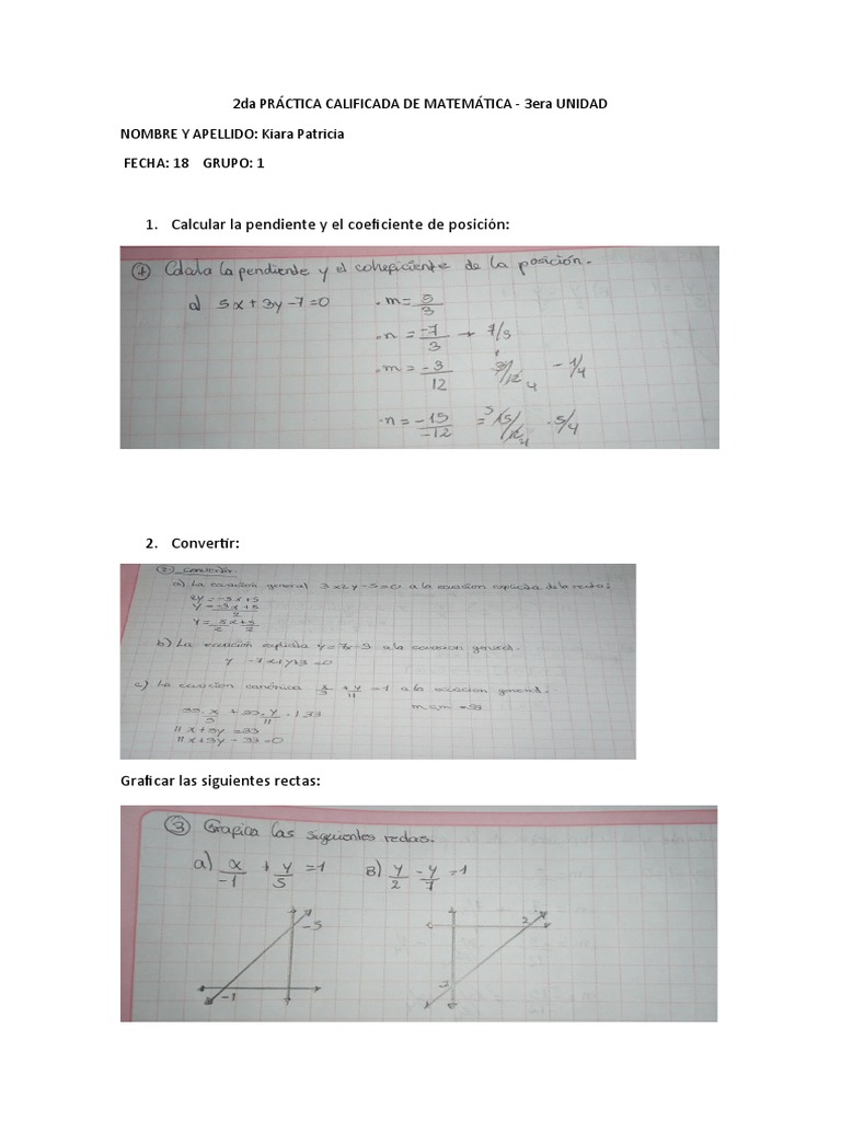 2da PRÁCTICA CALIFICADA DE MATEMÁTICA 3era Unidad | PDF