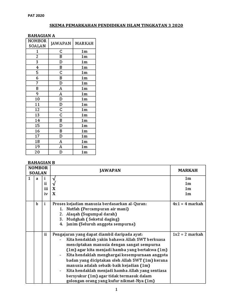 Skema PAT PI Ting. 3 2020 | PDF