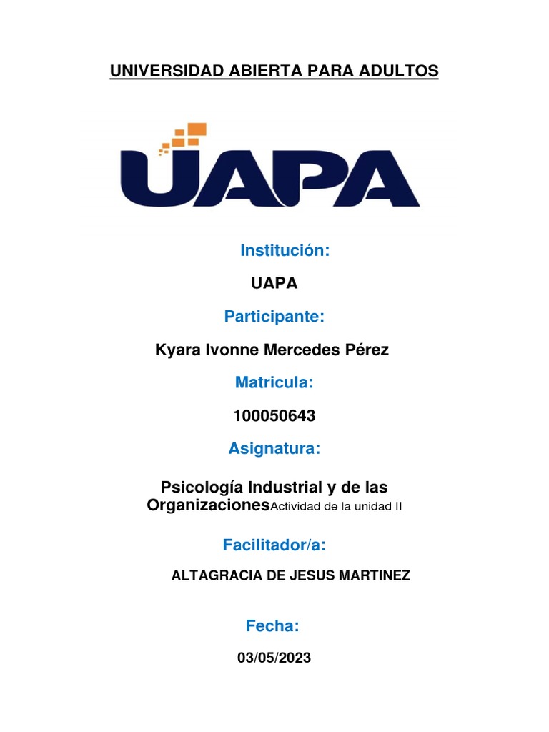 Tarea 2 Psicologia Industrial Y De Las Organizaciones Pdf Sicología