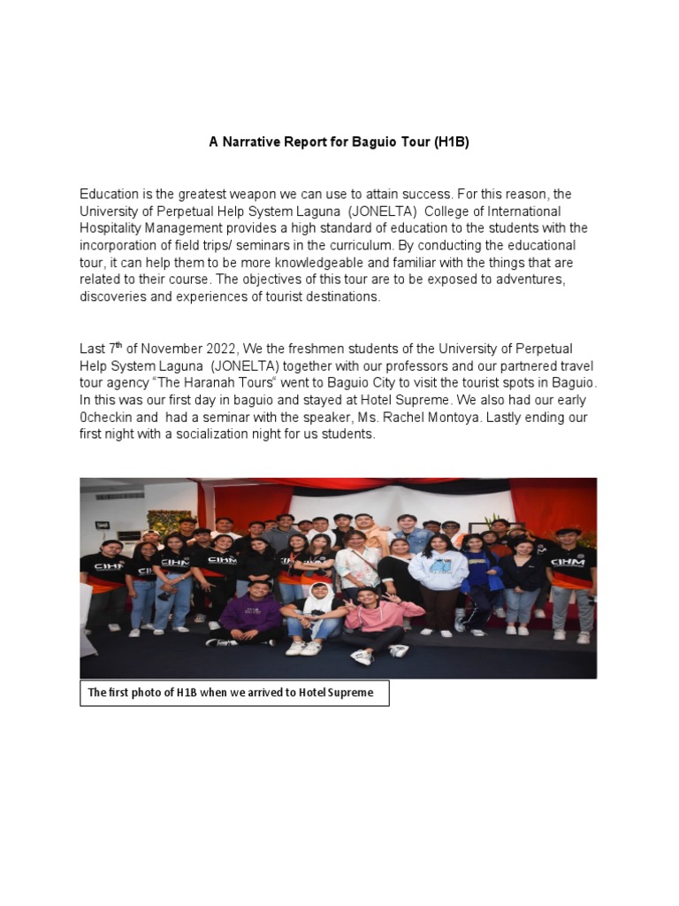 Baguio Educational Tour Narrative Report | PDF | Business