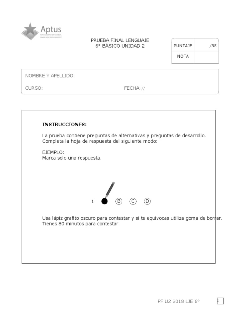 Prueba Final Unidad 2 Lyc 6° Año | PDF | Facebook