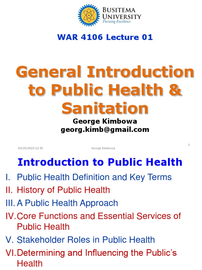 LEC 01-WAR 4103 General Introduction To Public Health & Sanitation | Download Free PDF | Public ...
