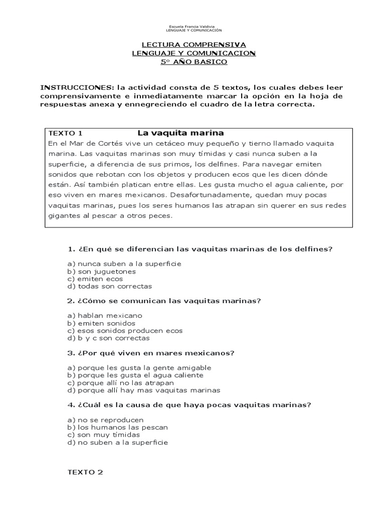 Comprension Lectora Quinto Basico | PDF | Panes | Estrellas