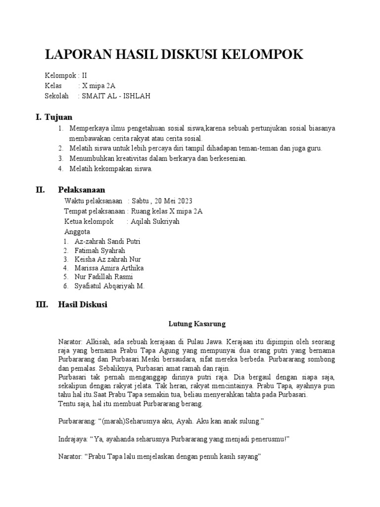 Laporan Hasil Diskusi Kelompok 2 | PDF