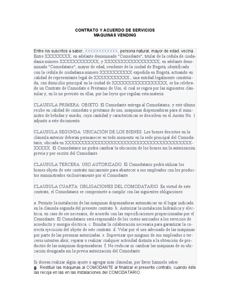 Contrato Comodato 22222222 | PDF | Derecho civil (sistema legal) | Ley ...