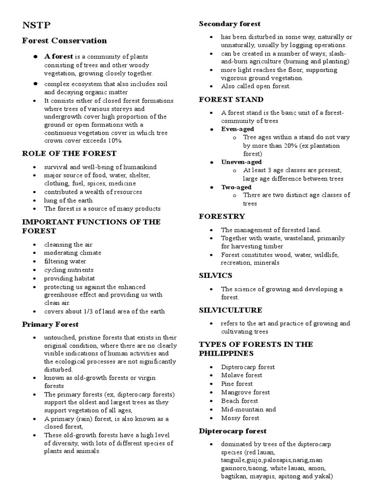 NSTP Midterm Notes 3 | PDF | Forests | Trees NSTP Midterm Notes 3 | PDF | Forests | Trees
