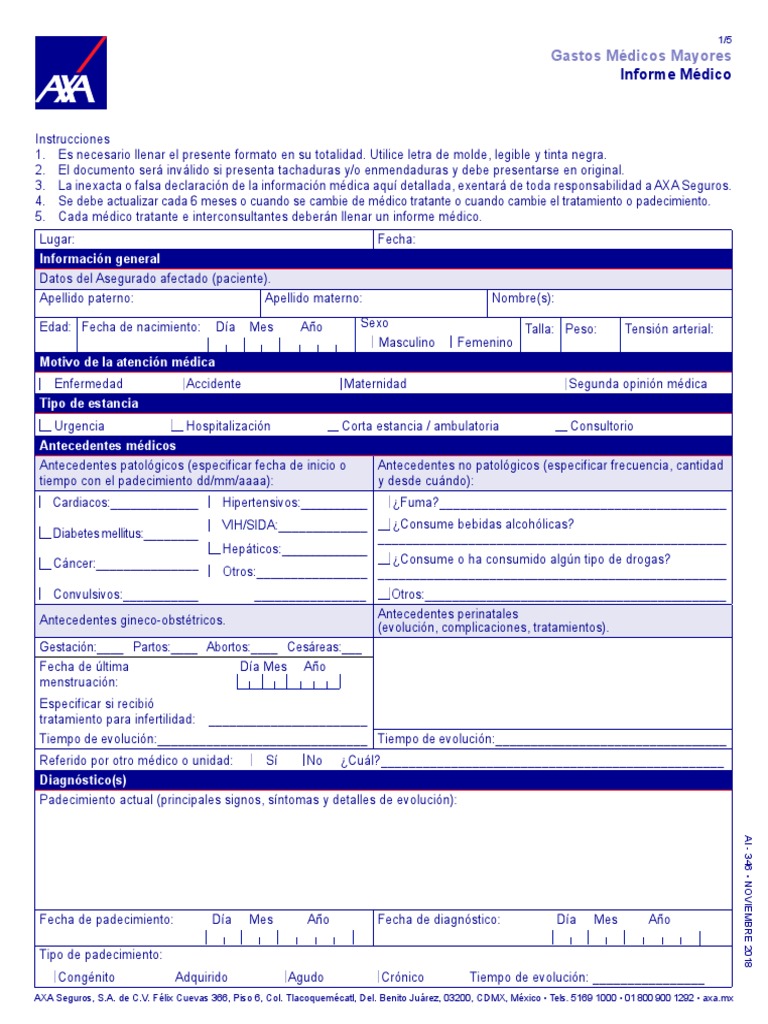 Formato Informe - Medico Axa | PDF | El embarazo | Hospital