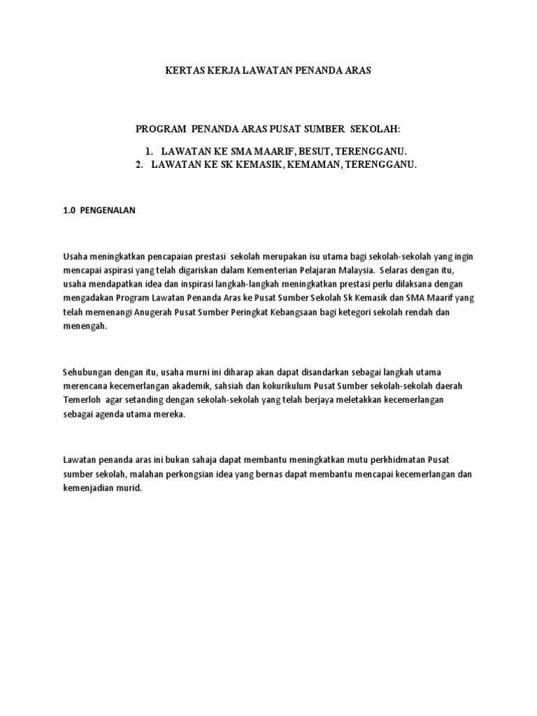 Lawatan Penanda Aras Pusat Sumber | PDF | Memasak, Makanan, & Anggur