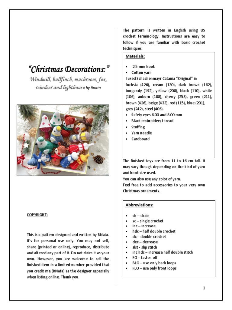 Christmas Decoration Set12 | PDF | Crochet | Embroidery