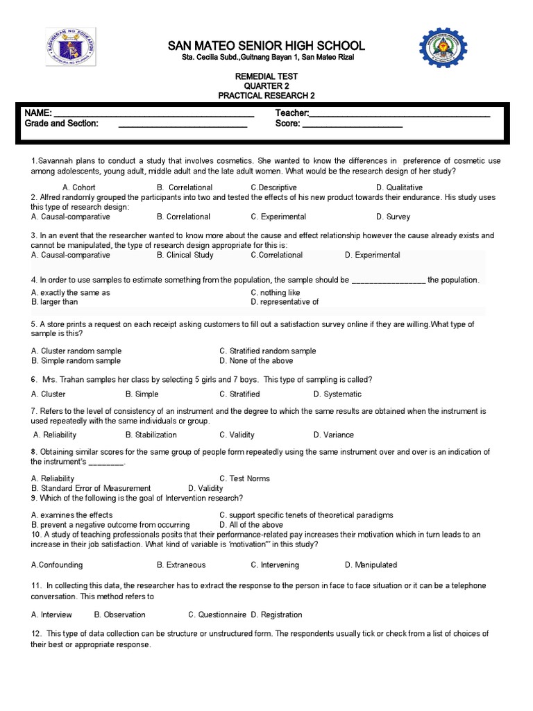 Quarter 2-Summative-Test-Pr2 | PDF | Methodology | Survey Methodology