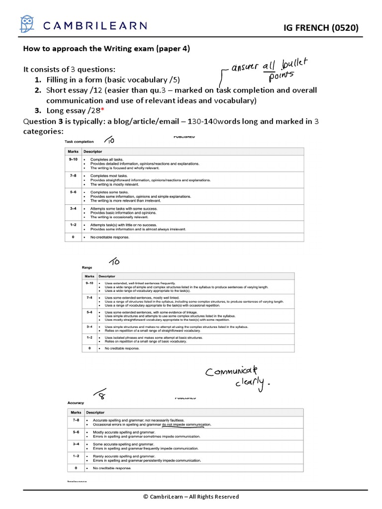 French Writing Exam Strategies | PDF | Foreign Language Studies