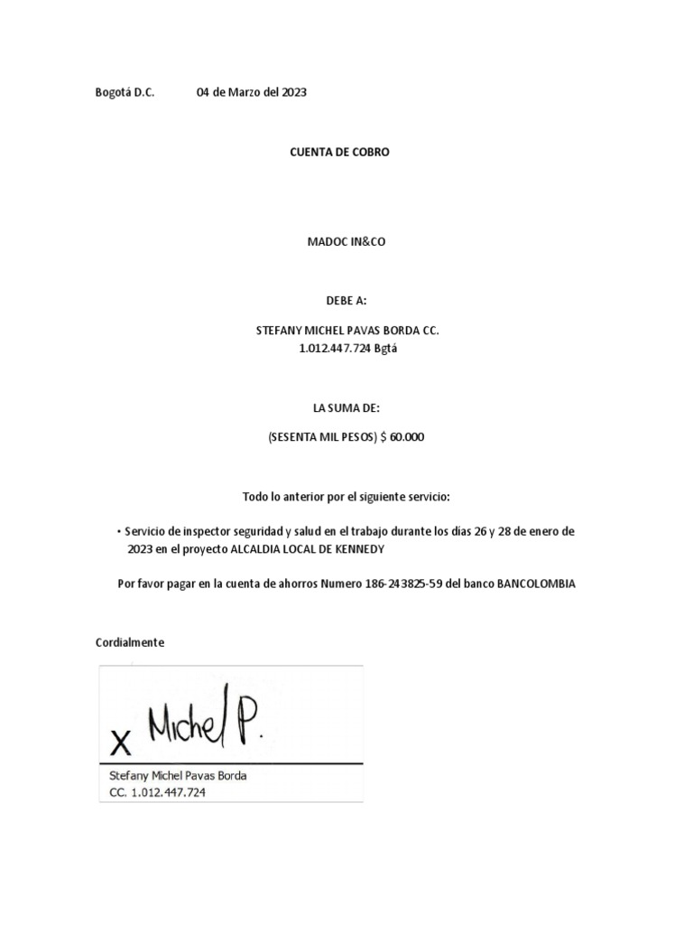 Cta de Cobro (1) - 1 | PDF