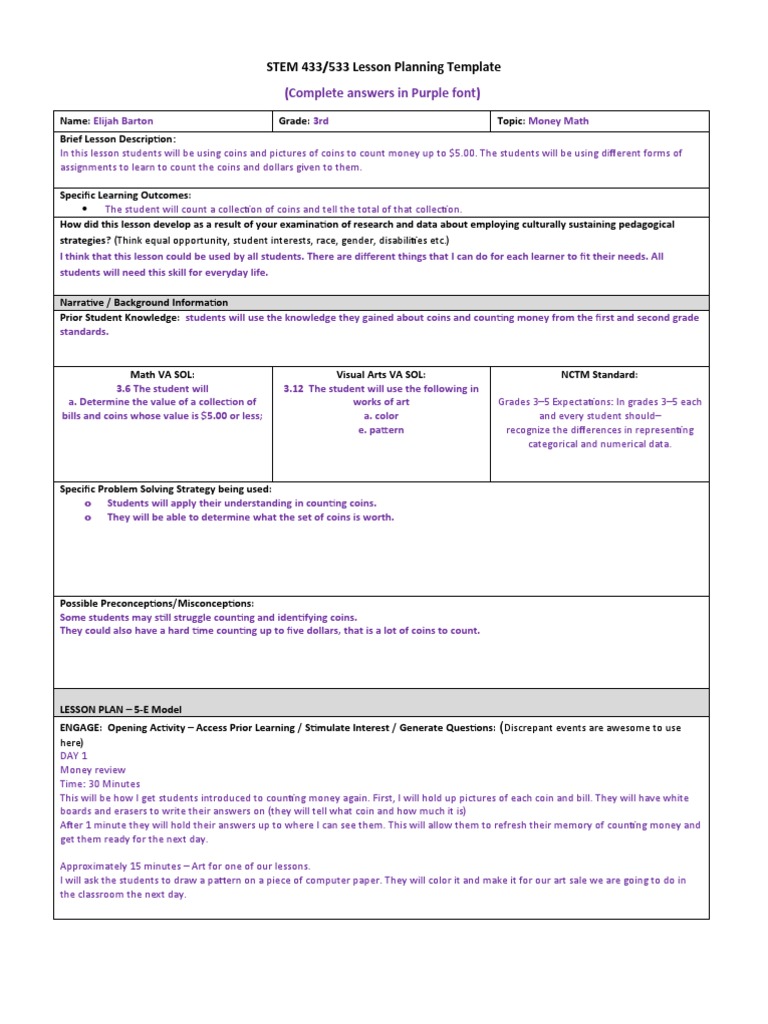 Stem433 Lessonplan Lukeb Final | PDF