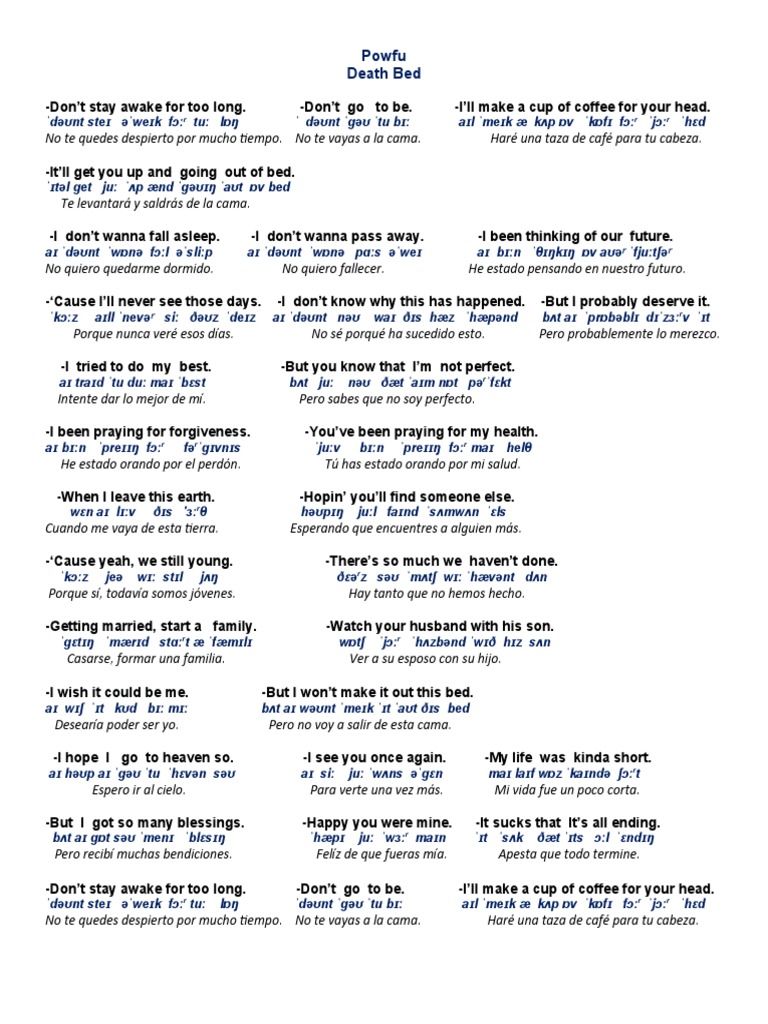 Powfu - Death Bed | PDF | Artes del Lenguaje y Comunicación | Poesía