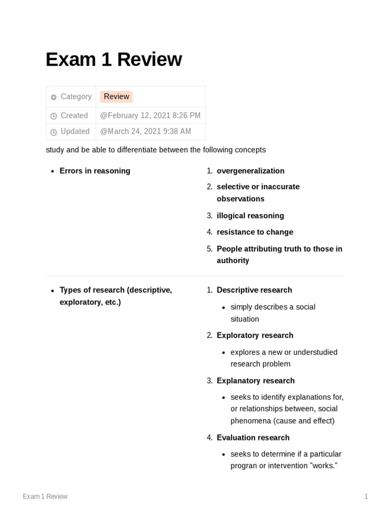 Exam 1 Review: Research Concepts & Ethics | PDF | Institutional Review ...