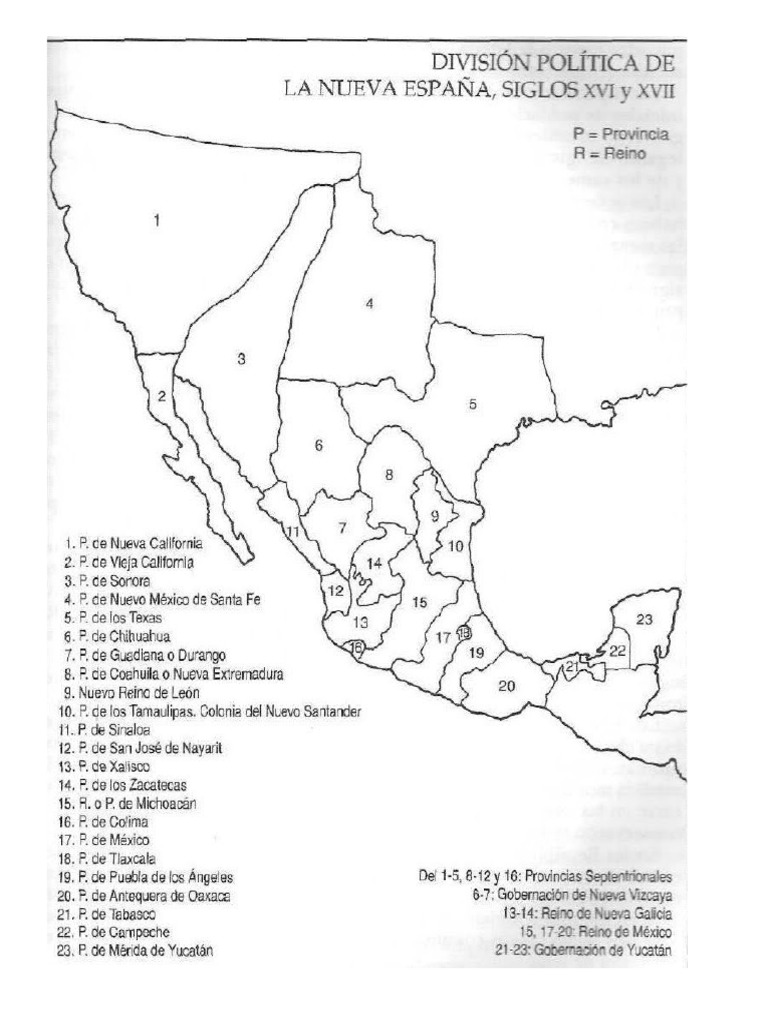 MAPA DIVISION POLITICA DE NUEVA ESPAÑA | PDF