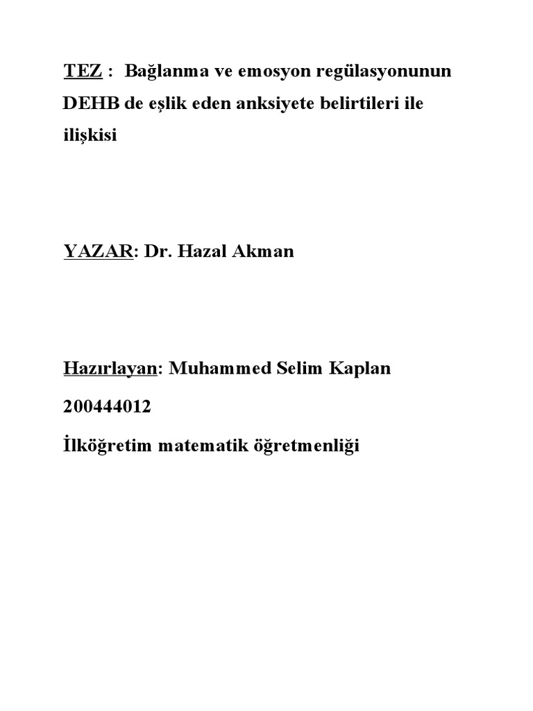 Dehb Tez | PDF
