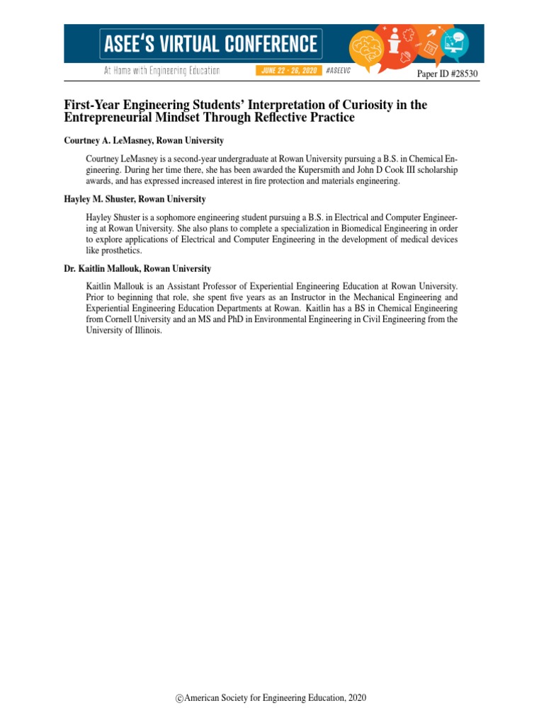 First Year Engineering Students Interpretation of Curiosity in The ...