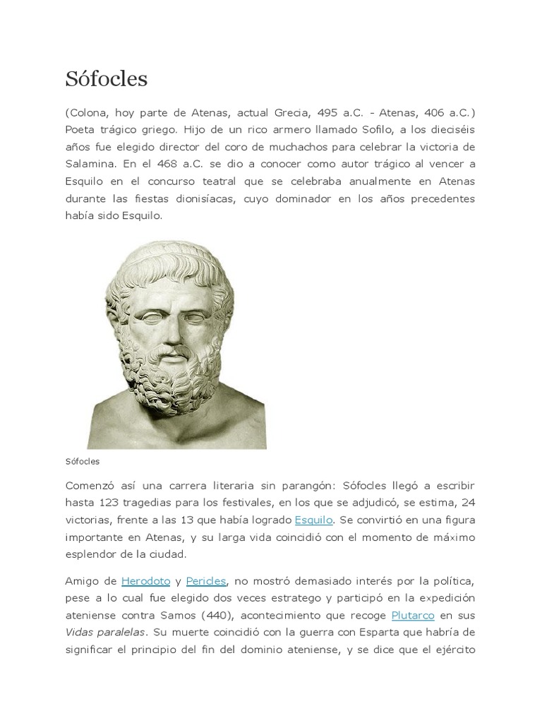 Biografia SOFOCLES | PDF | Sófocles | Tragedia griega