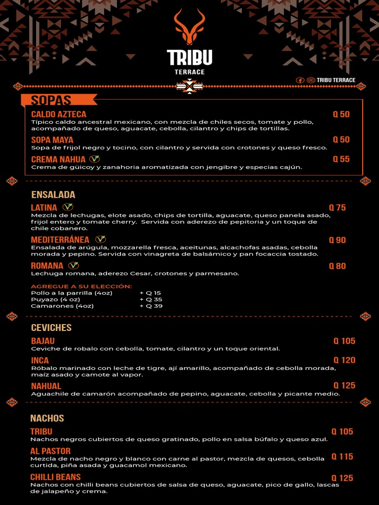 Menú de Tribu Terrace | PDF | Cilantro | Taco