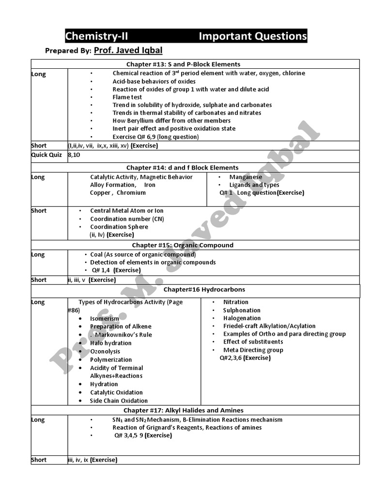 Important Topics Chemistry Class 12 | PDF | Spectroscopy | Ester