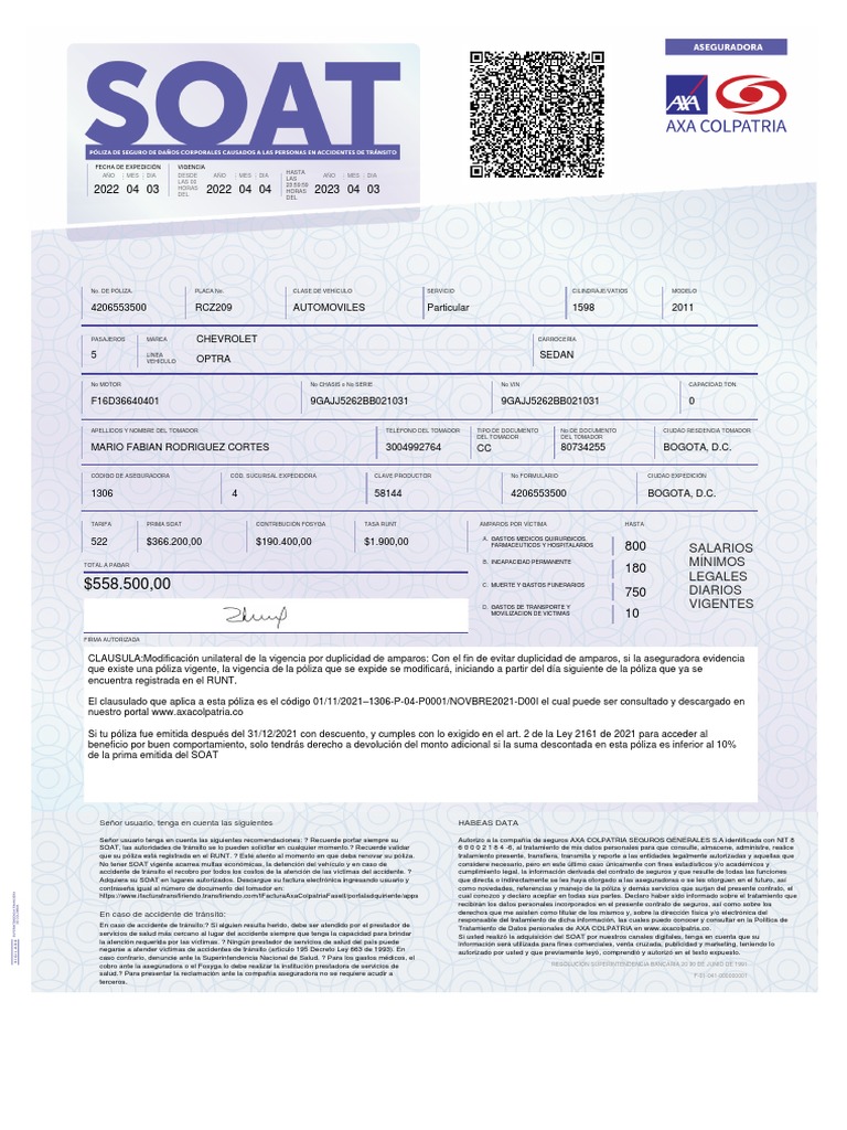 Seguro Optra | PDF | Seguro de vehículo | Seguro