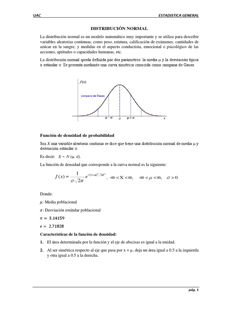 Distribución Normal y Campana de Gauss | PDF | Distribución normal ...