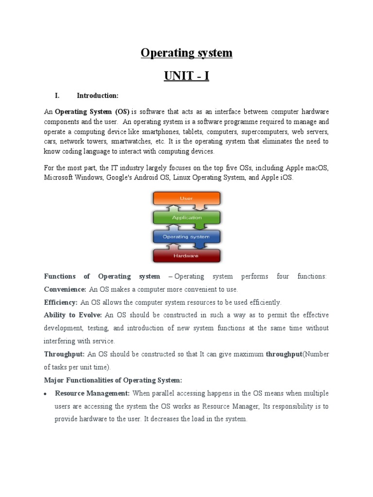Operating System Unit 1 And 2 Intro Notes Pdf Computer Cluster Operating System