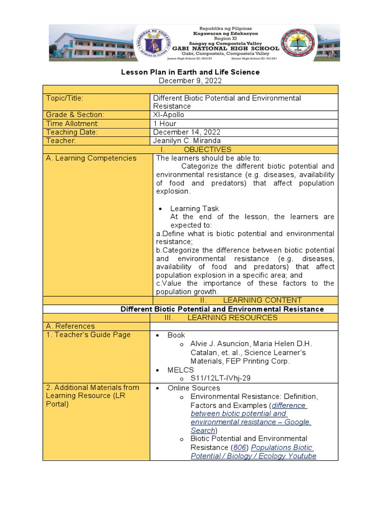 Cot 1-Jean | PDF | Learning | Ecosystem