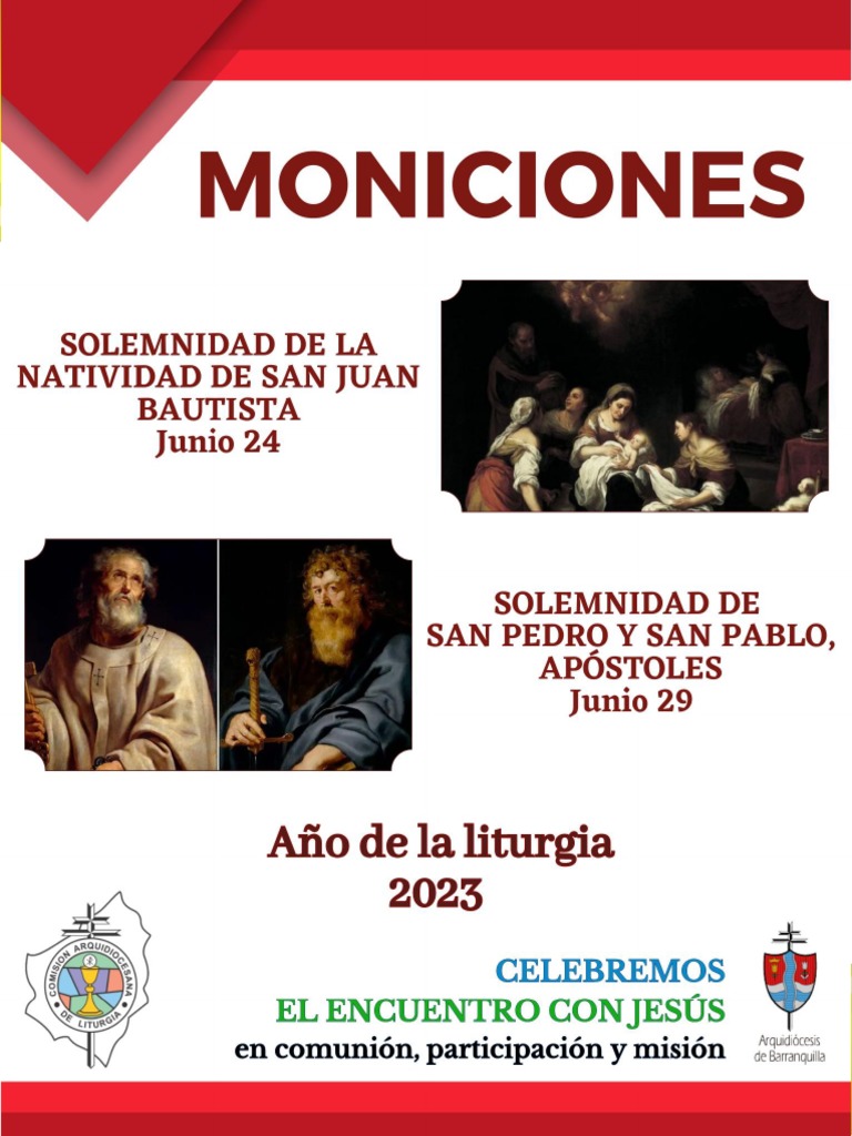 Moniciones 24 y 29 de Junio 2023 | PDF | Misa (liturgia) | Juan el Bautista