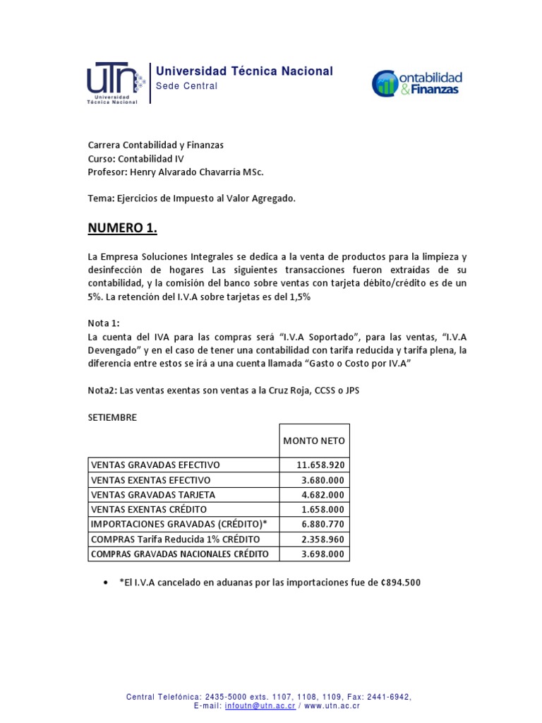 Ejercicios IVA Conta 4 | PDF | Tarjeta de crédito | Impuesto al valor agregado