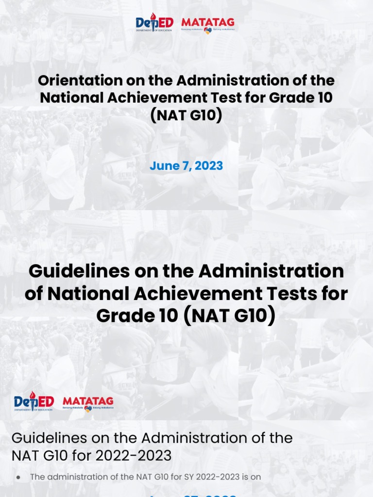 (UPDATED) Orientation On The Administration of The NATG10 | PDF ...
