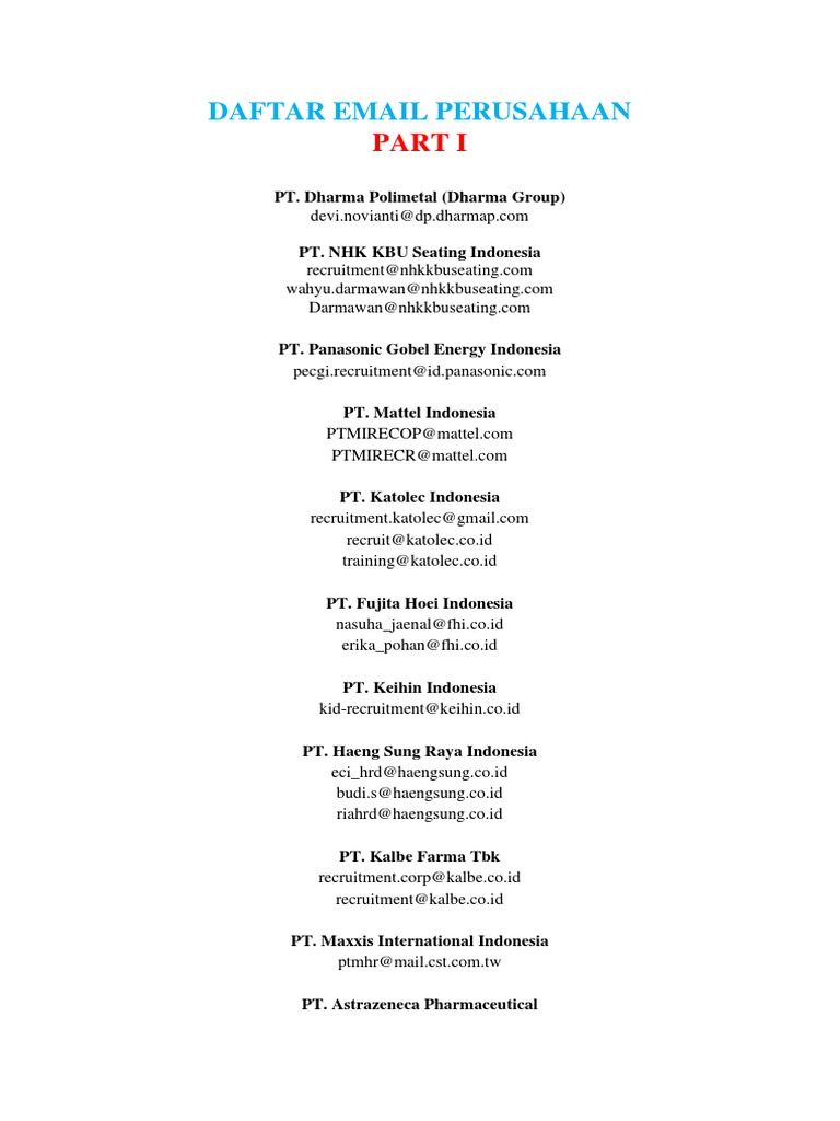 E-Book 8 - DAFTAR EMAIL PERUSAHAAN | PDF
